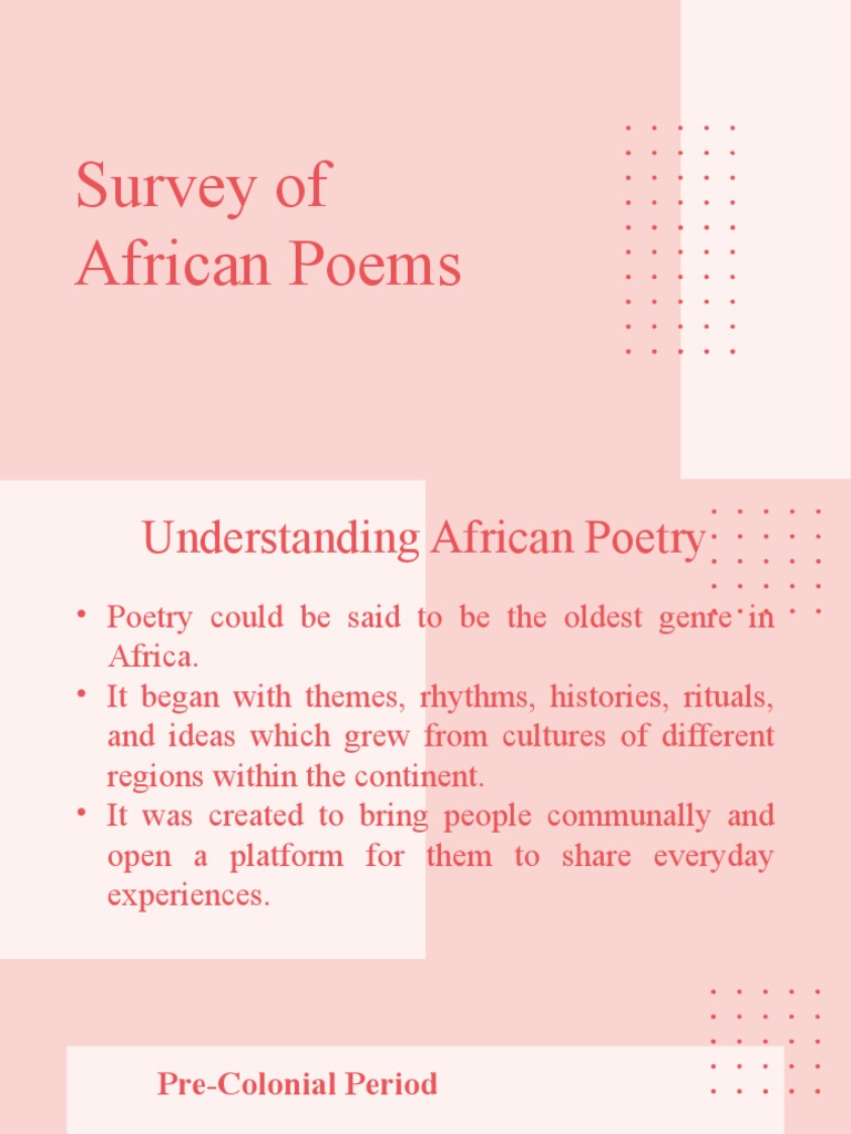 Survey of African Poems | PDF | Colonialism | Poetry