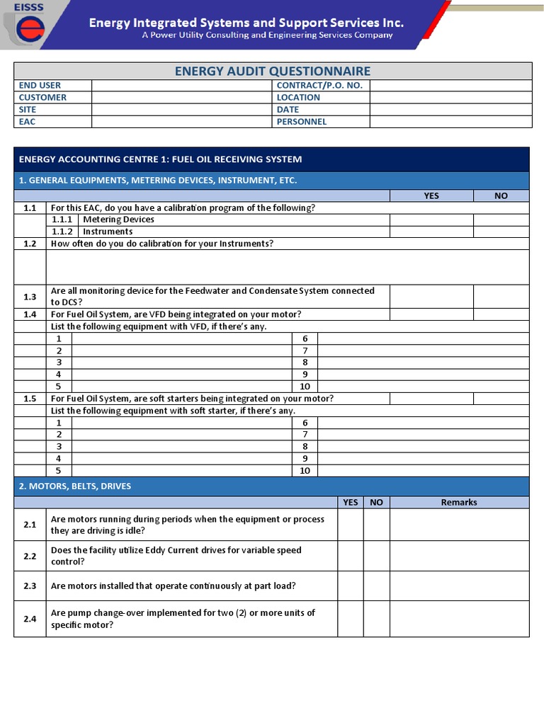 Energy Audit Questionnaire Template | PDF | Technology & Engineering