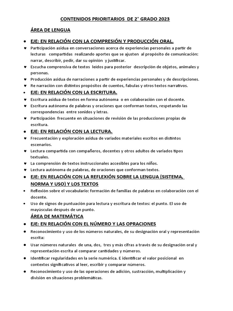 Contenidos Prioritarios de 2 | PDF | Geometría | Escritura Contenidos Prioritarios de 2 | PDF | Geometría | Escritura
