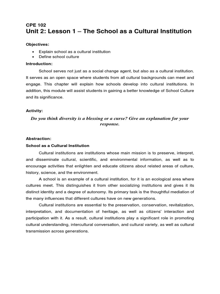 Unit 2 Lesson 1 Pdf Institution Knowledge 