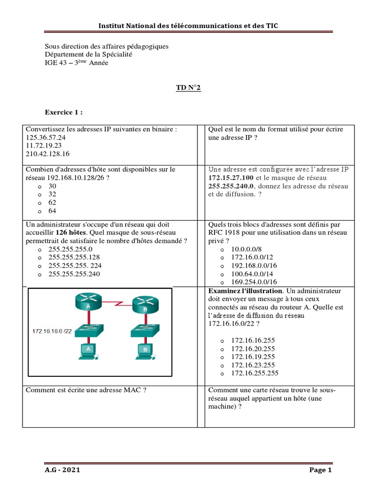 Exercice Réseau IP et Sous-Réseaux | PDF | Protocoles Internet | Routage
