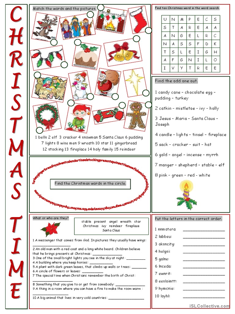 Christmas Time Vocabulary Exercises | PDF | Christmas | Santa Claus