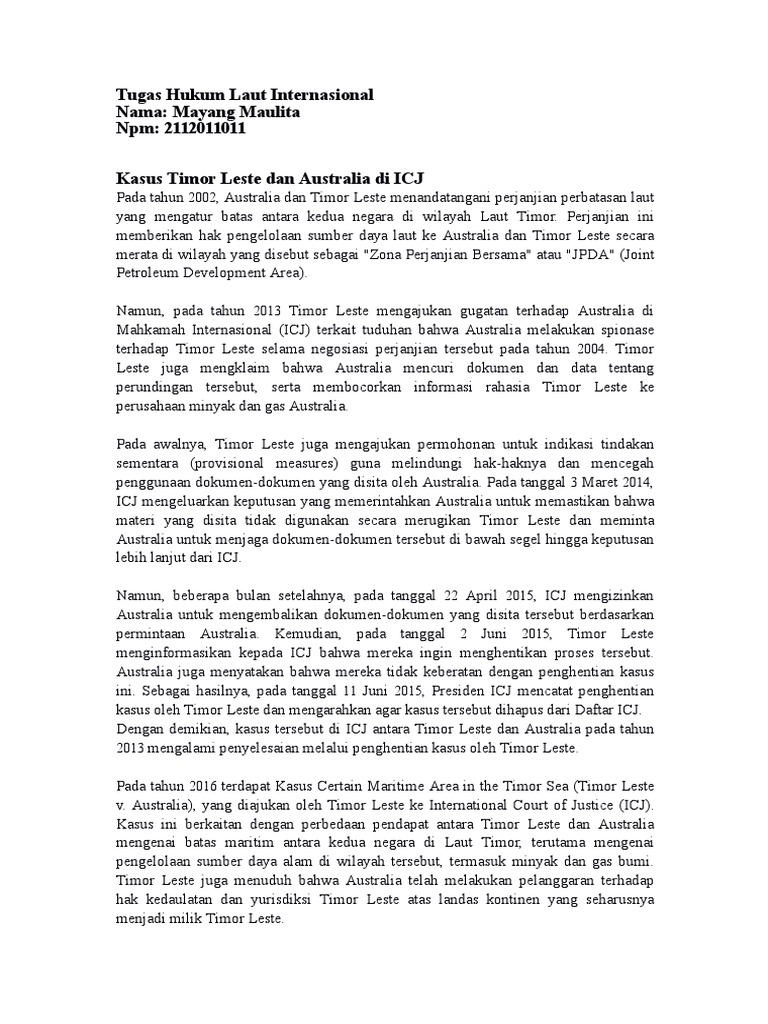 HLI ICJ Timor Leste & Australia | PDF | Hukum