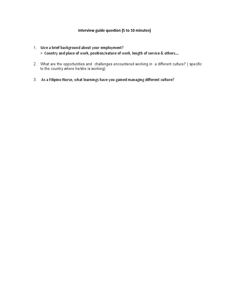 Interview Guide Questions | PDF