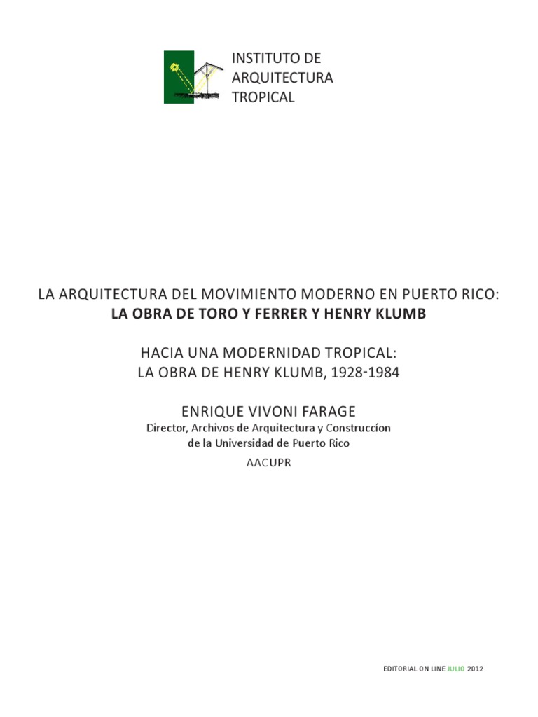 Henry Klumb y Toro y Ferrer | PDF | Puerto Rico | Diseño