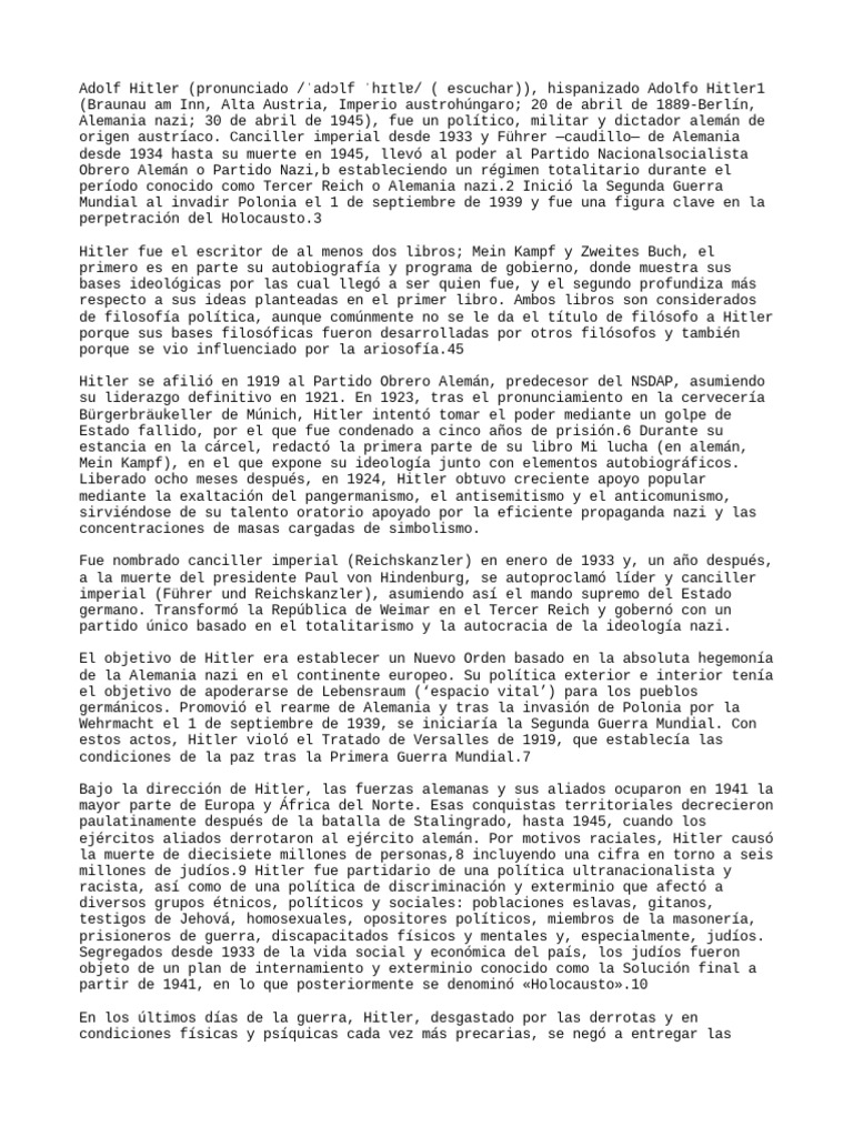 Adolf Hitler: Ascenso y Caída del Führer | PDF | Adolf Hitler ...