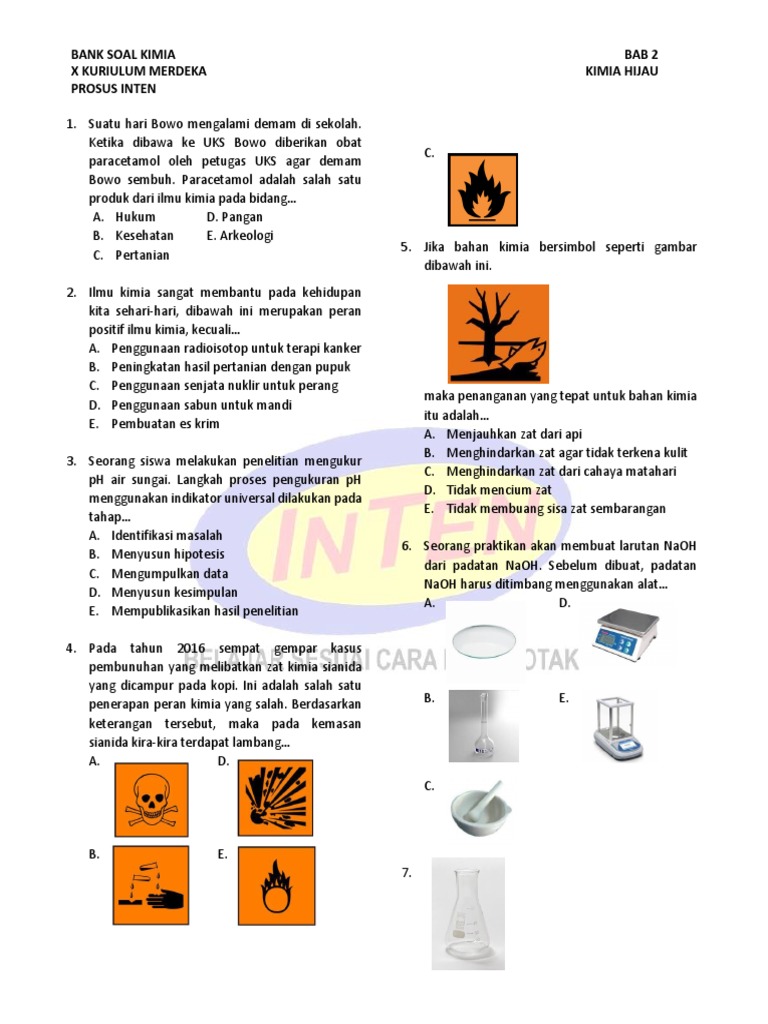 Bank Soal Kimia Kelas X Kurikulum Merdeka | PDF