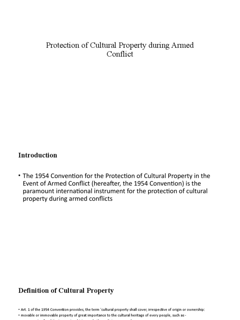 Protection of Cultural Property | PDF