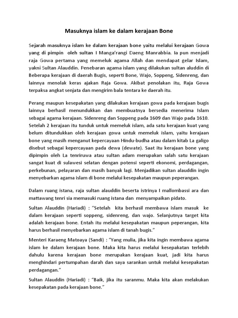 Masuknya Islam Ke Dalam Kerajaan Bone | PDF