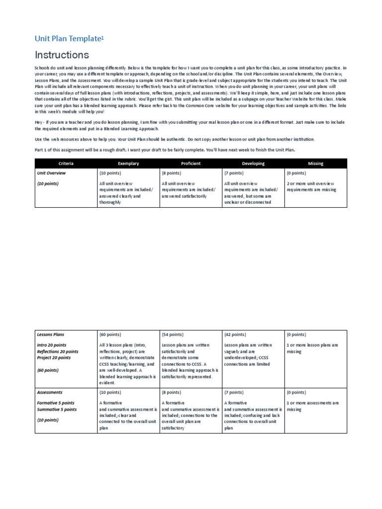 Unit Plan Education 4th | Download Free PDF | Lesson Plan | Teachers