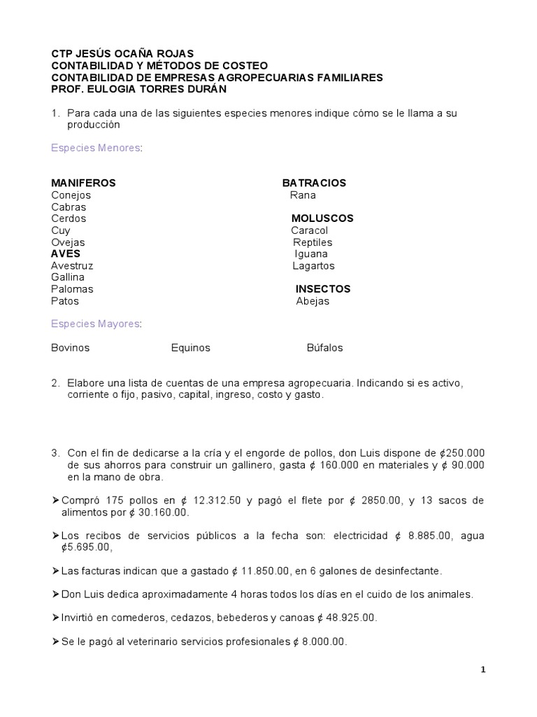 Practica de Contabilidad Agrícola | PDF | Negocios