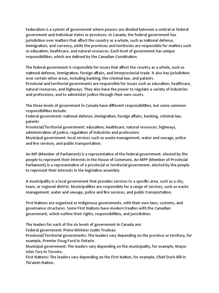 Government of Canada Questions | PDF | Government Of Canada | Government