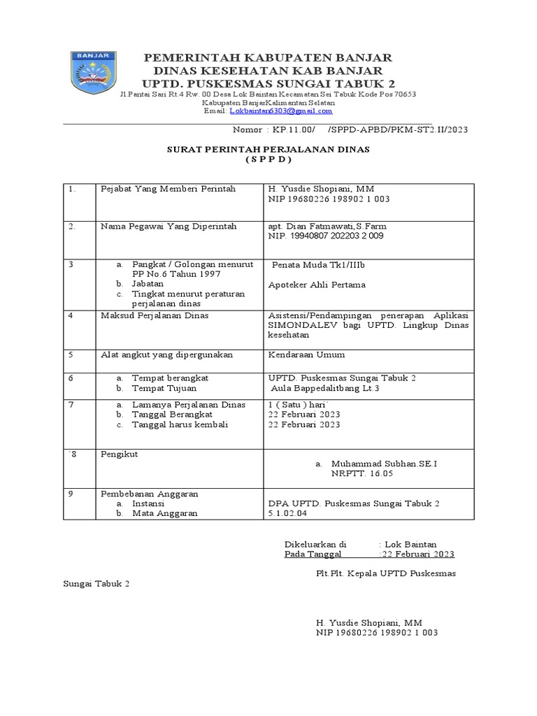 SPPD APBD 2023 dian | PDF