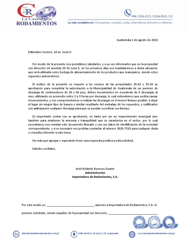 Carta Vecinos 14av | PDF