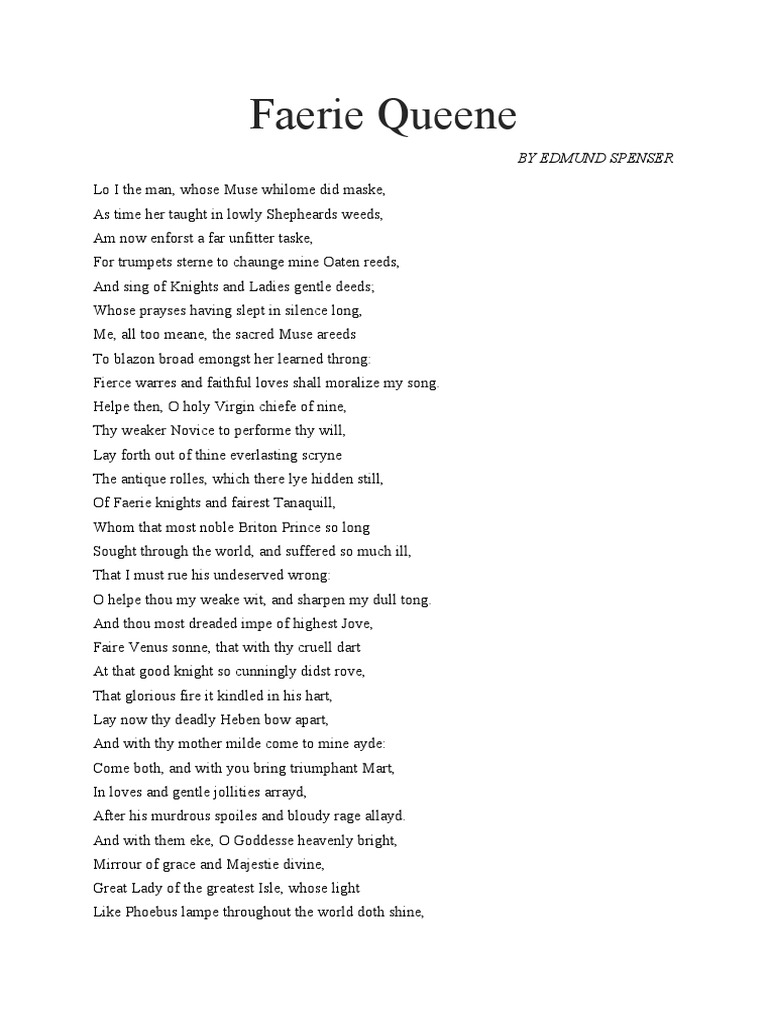 Edmund Spencer Faerie Queene | PDF
