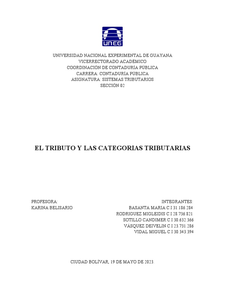 Tema 2 - El Tributo y Las Categorias Tributarias | PDF | Impuestos | Justicia