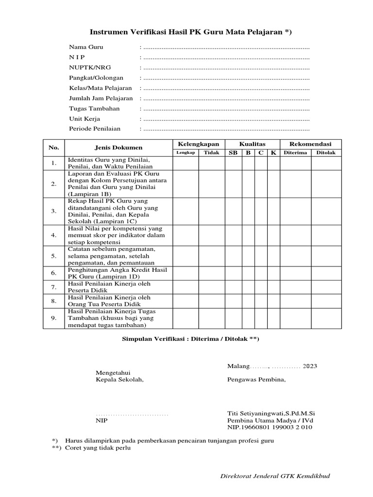 Format Validasi Hasil PKG 2022 | PDF