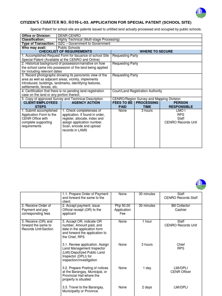 Application For Special Patent School Site | PDF | Patent | Government