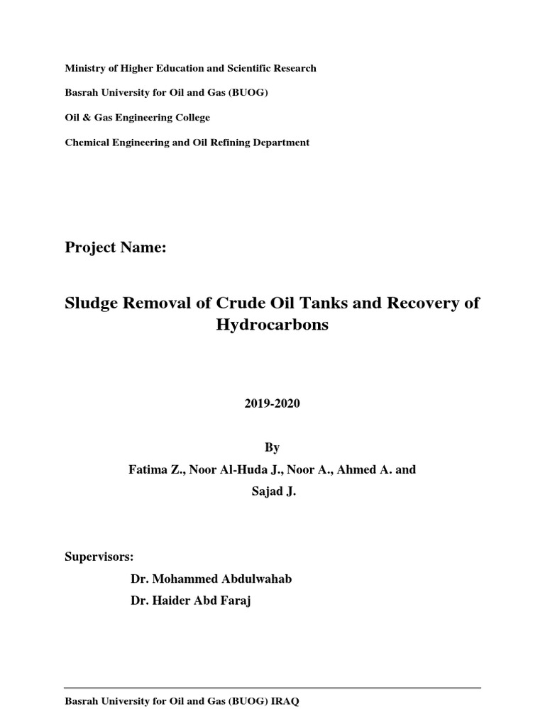 Sludge Removal of Crude Oil Tanks and Re | PDF