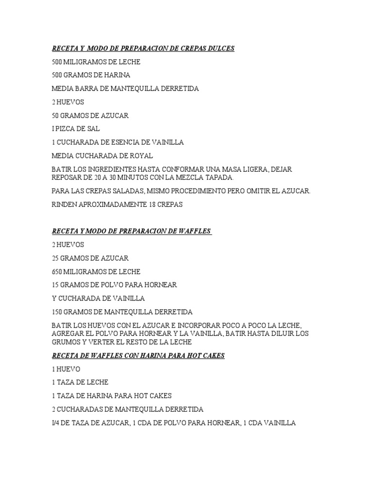Receta De Crepas Dulces Pdf