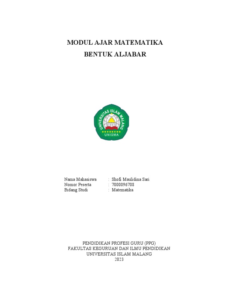 Modul Ajar TaRL Aljabar - Shofi Maulidina Sari | PDF
