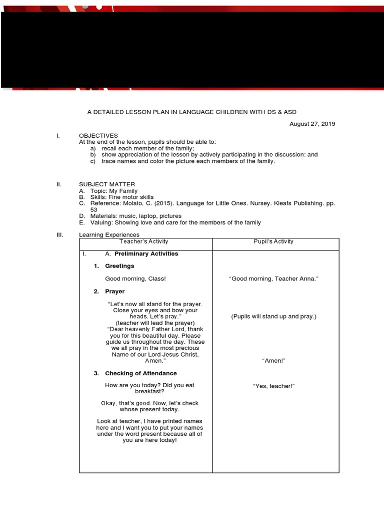 A DETAILED LESSON PLAN SAMPLE For CHILDR | PDF | Teachers | Prayer