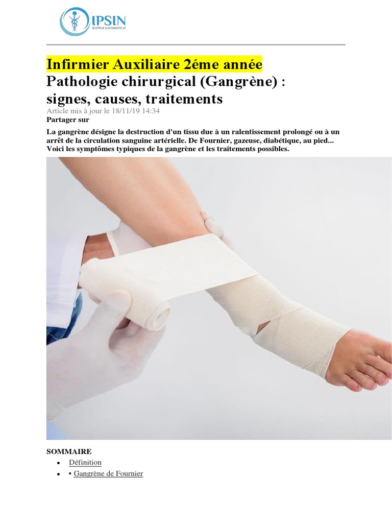 Gangrène : Types, Symptômes et Traitements | PDF | Épidémiologie | Médecine