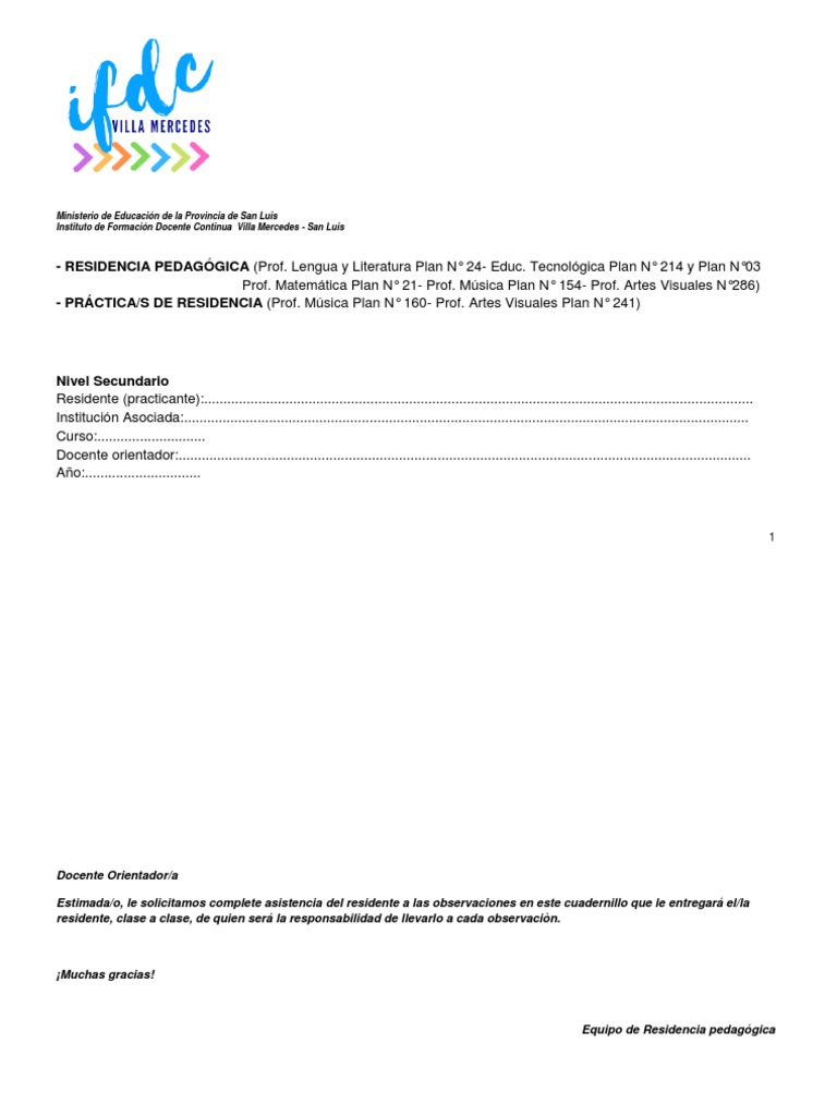 Cuadernillo de Residencia 2022 - 230518 - 104830 | PDF | Maestros | Aprendizaje