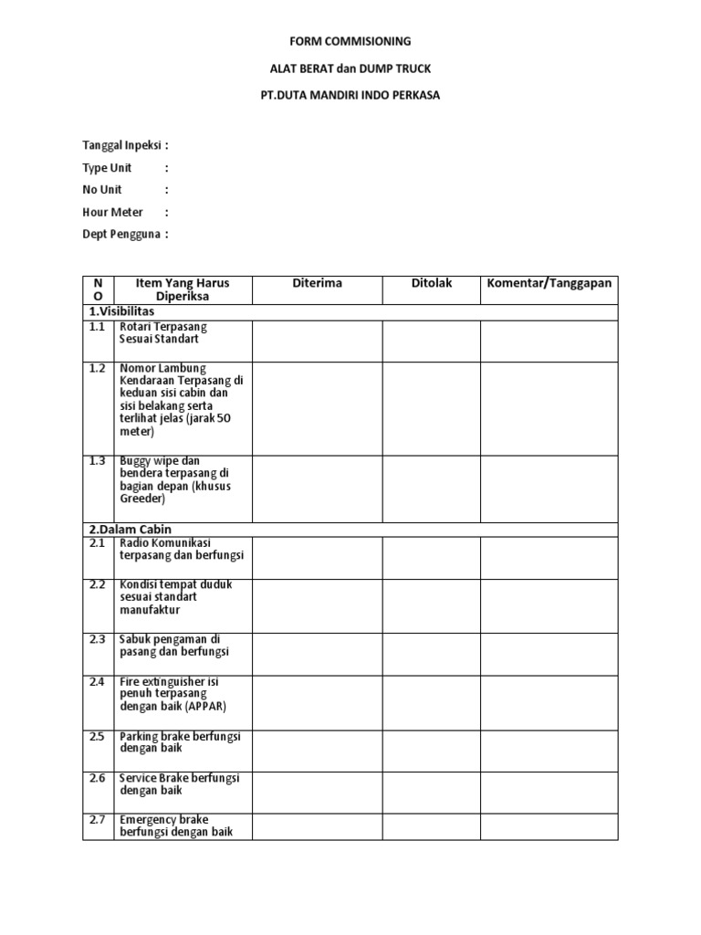 Form Commisioning | PDF