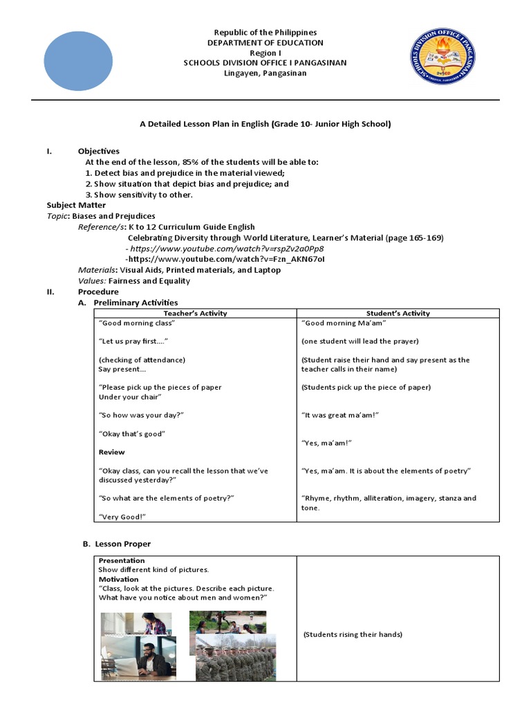 Grade 10 English: Bias & Prejudice | PDF | Prejudices | Bias