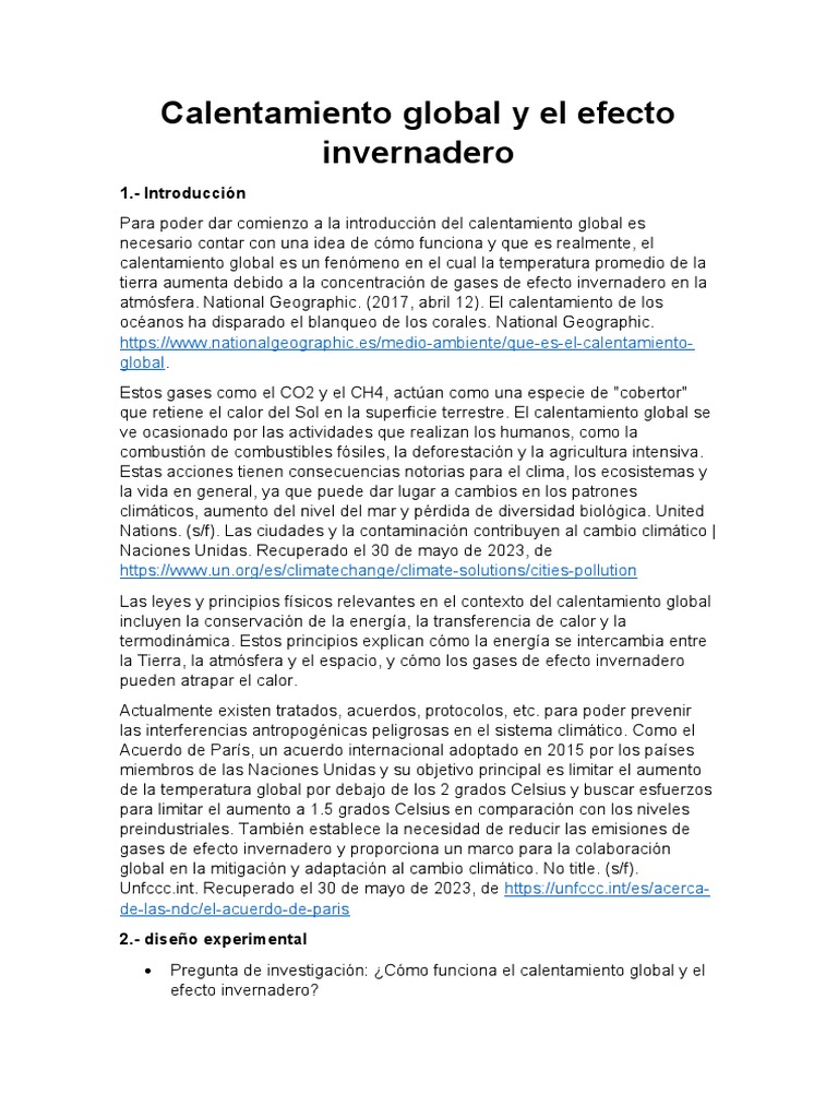 Calentamiento Global y El Efecto Invernadero | PDF | Cambio climático ...