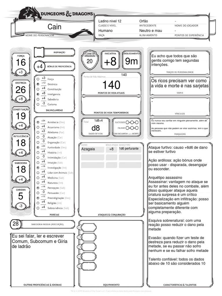 Ficha Pronta DND | PDF