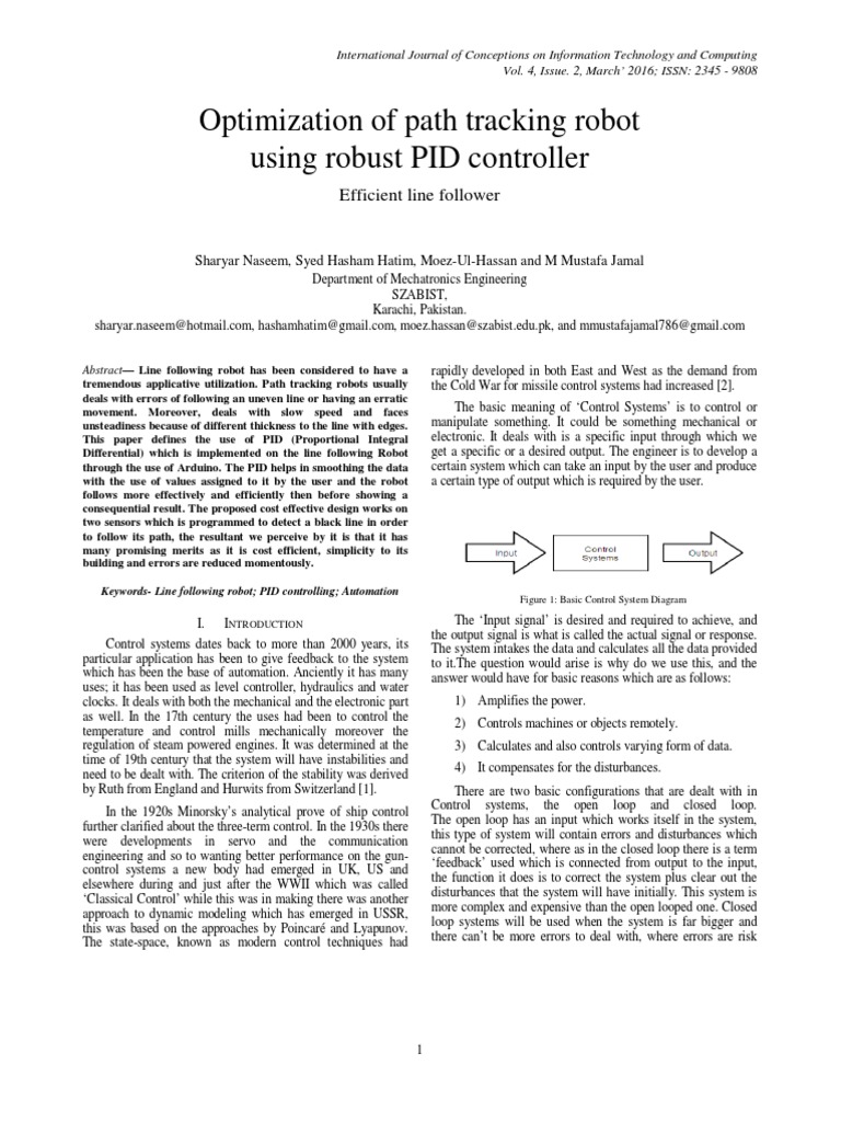Optimization of Path Tracking Robot | Download Free PDF | Control Theory | Control System