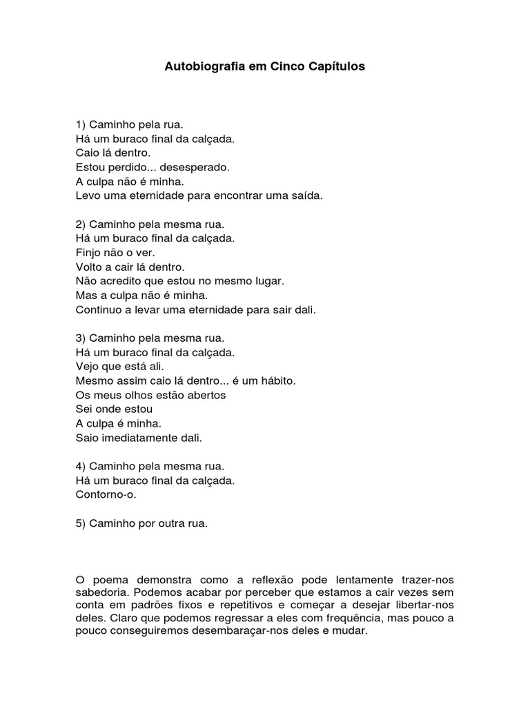 Autobiografia em Cinco Capítulos | PDF
