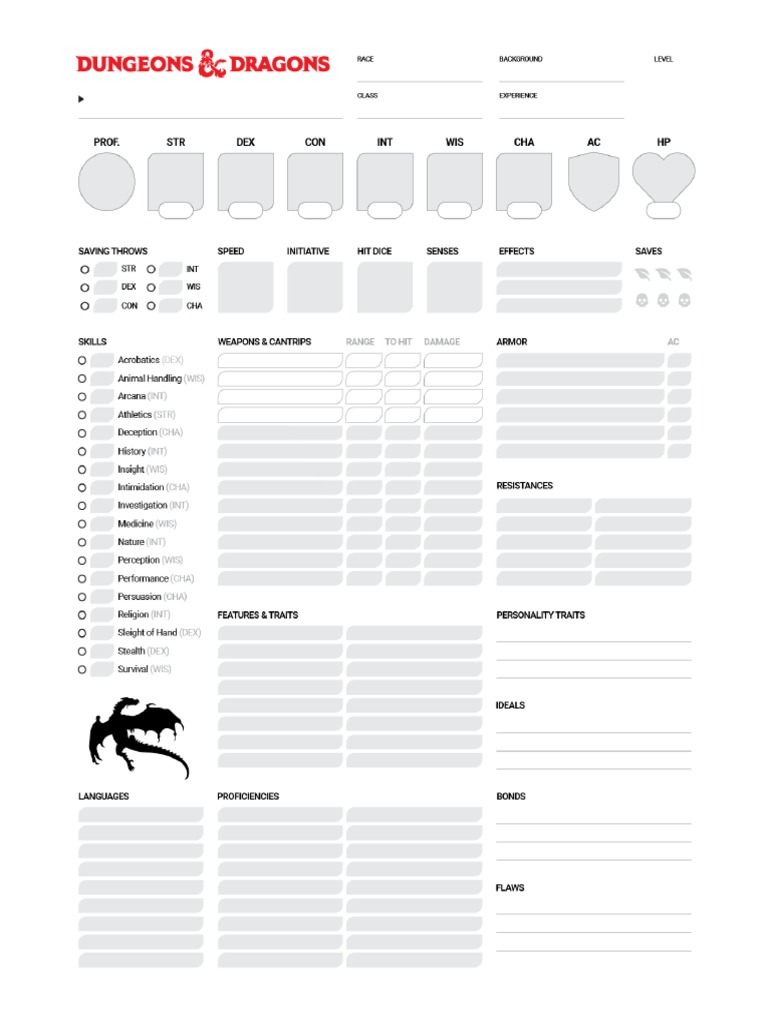 D&D Character Sheet - Simplified | PDF