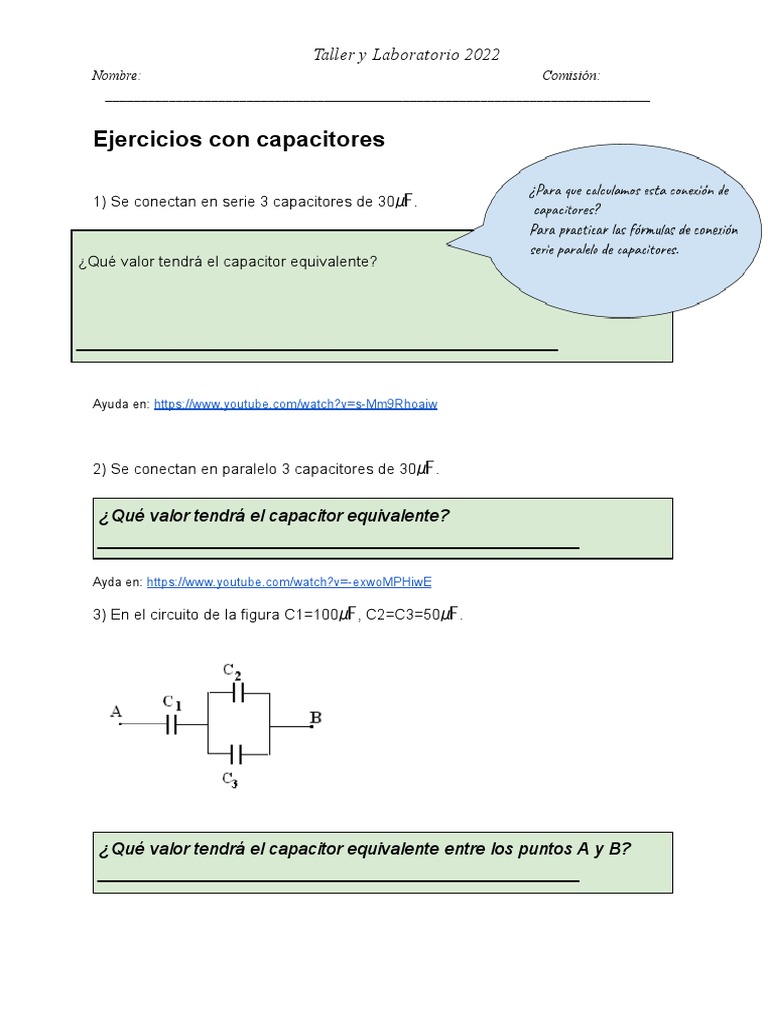 Ejercicios Con Capacitores | PDF