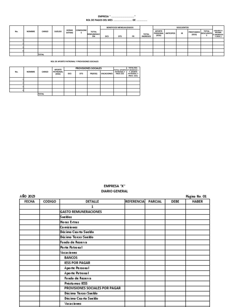 Formato de Rol de Pagos | PDF | Gobierno | Gobernancia