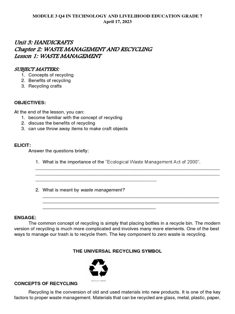 Module 3 Q4 | PDF | Recycling | Waste Management