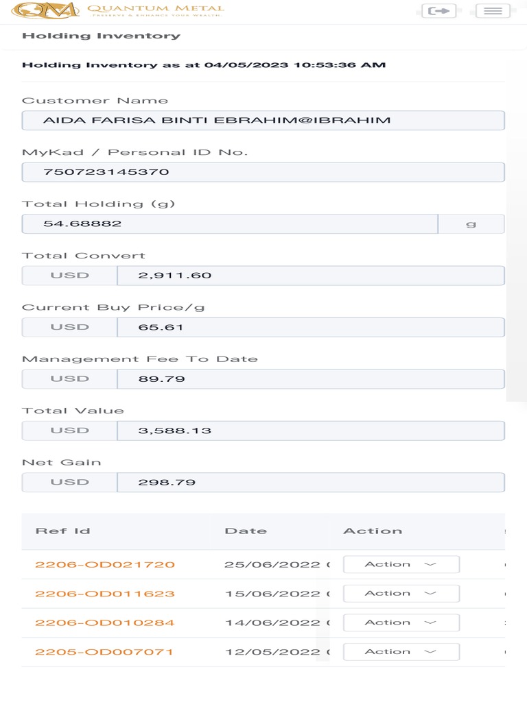 Holding Inventory - QM Web | PDF
