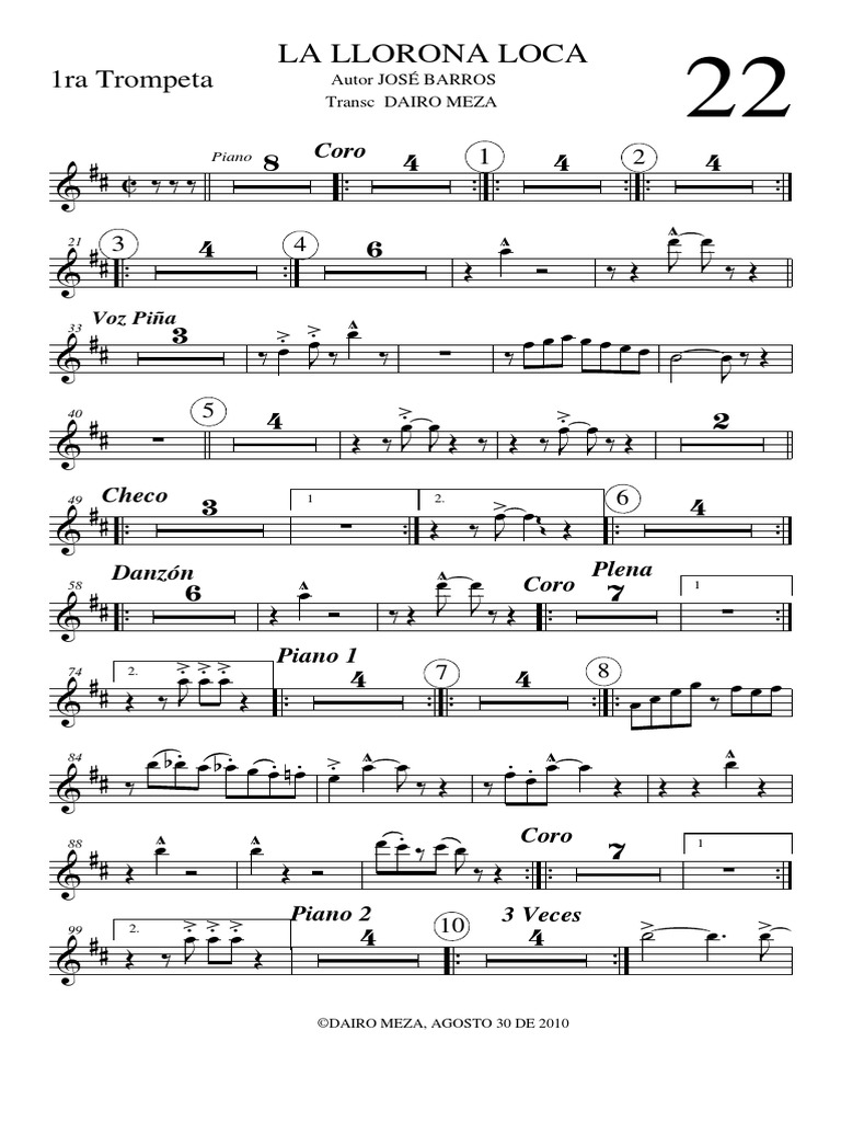 LA LLORONA LOCA - Trumpet in BB - Part 2 | PDF