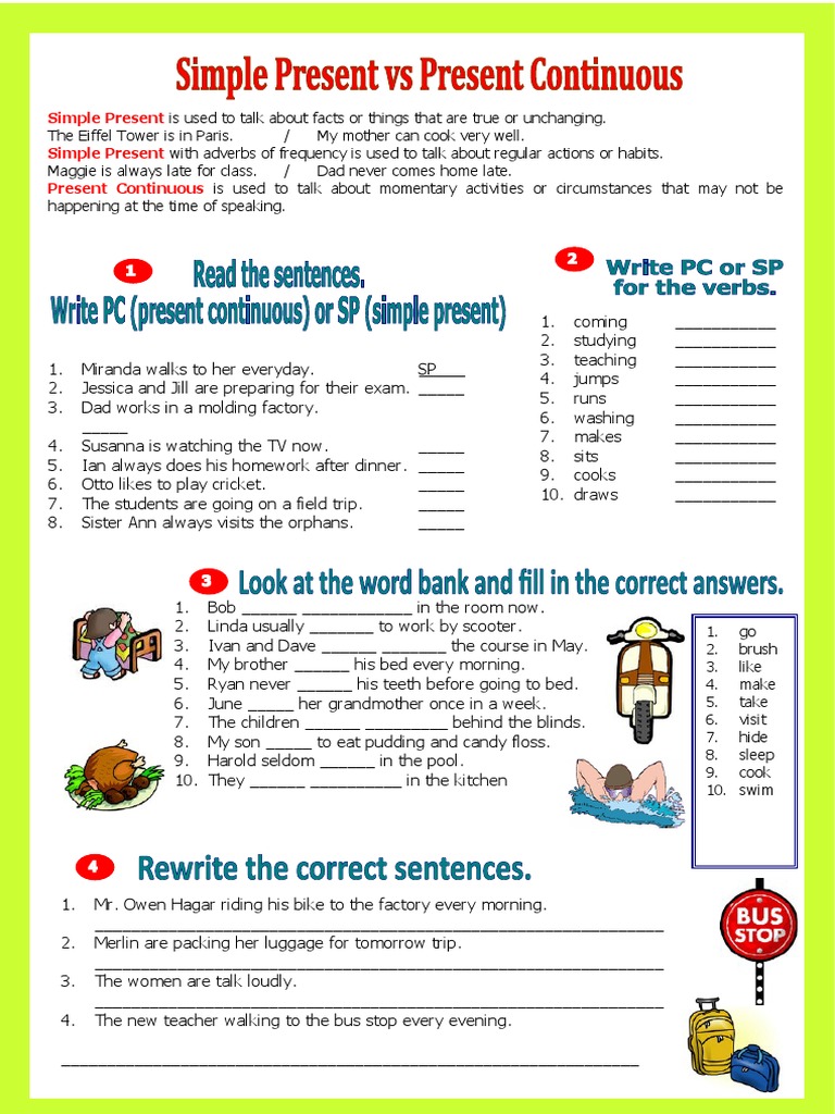 Present Simple and Present Continuous Grammar | PDF