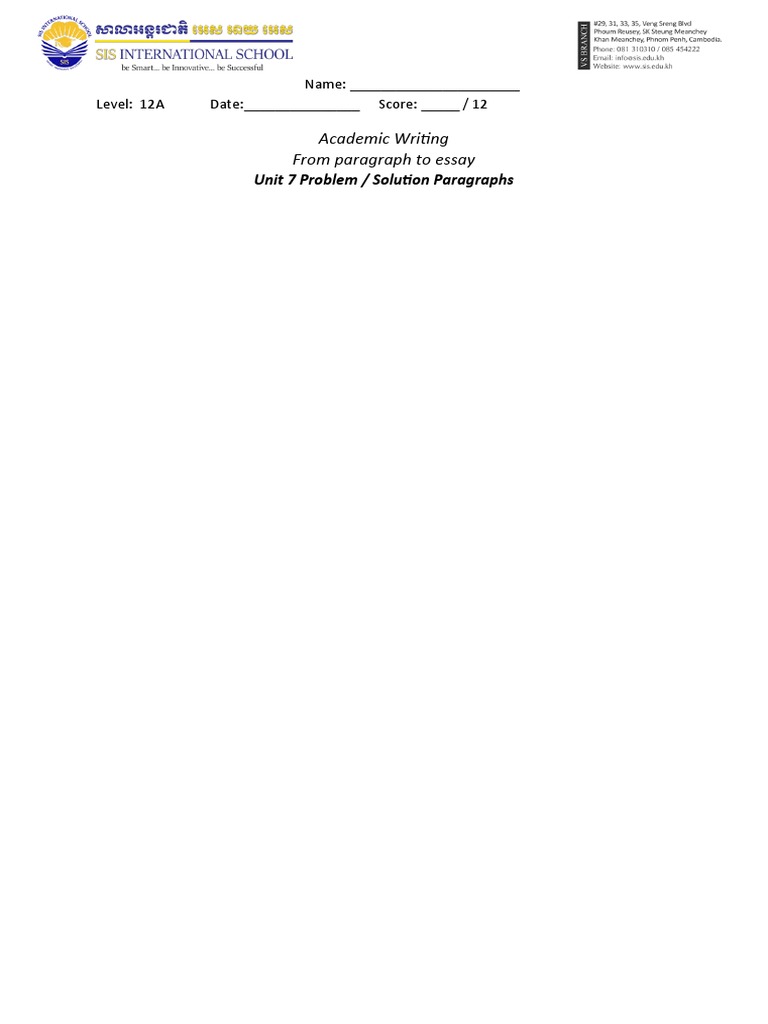 Academic Writing problem solution actiivity | PDF