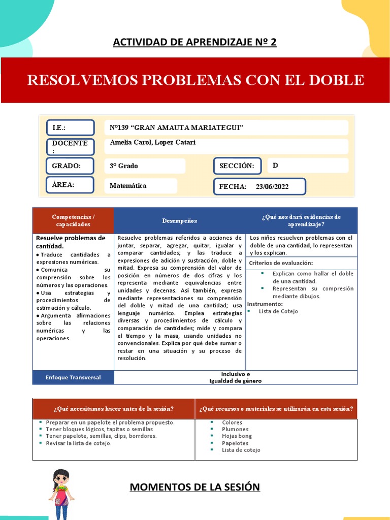 Sesion de Mate 2 - Eda4 - Semana 1 | PDF | Aprendizaje | Cognición