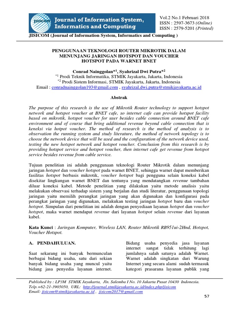Penggunaan Teknologi Router Mikrotik Dalam Menunjang Jaringan Hotspot Dan Voucher Hotspot Pada ...