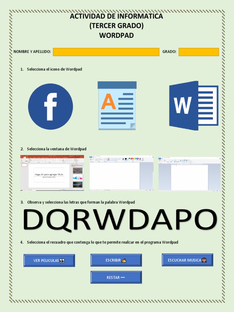 Actividad Wordpad Tercer Grado | PDF