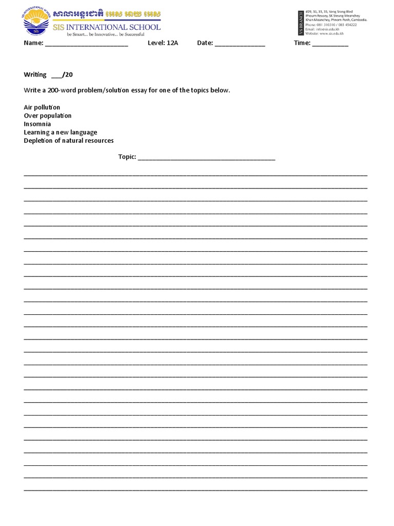 Final Exam Level 12A (Writing Part) | PDF | Natural Environment