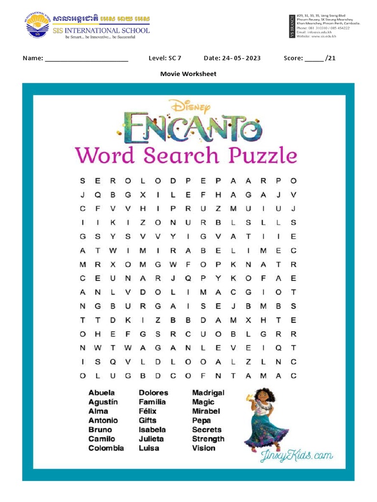 encanto moviw worksheet | PDF