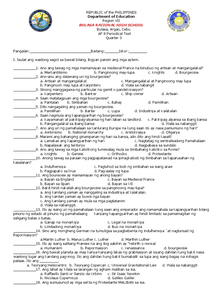 AP Summative Test Q3 - 1 | PDF