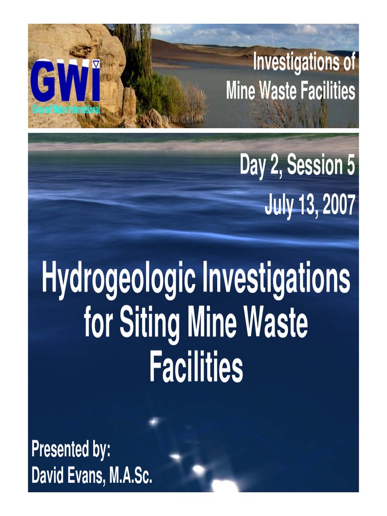 Tema 5 - Hydrogeological Characterization of Mine Waste Area | PDF ...