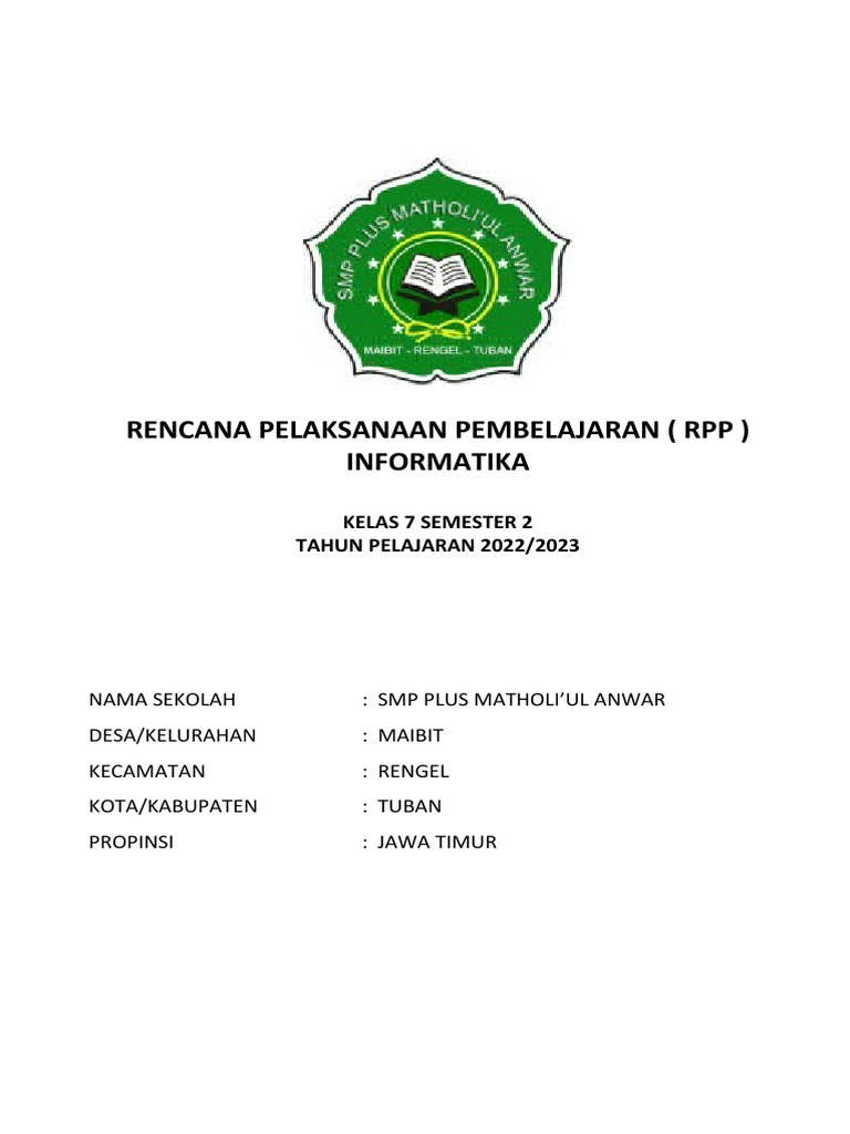 Rpp Informatika Kelas7 Kurikulum Merdeka Pdf
